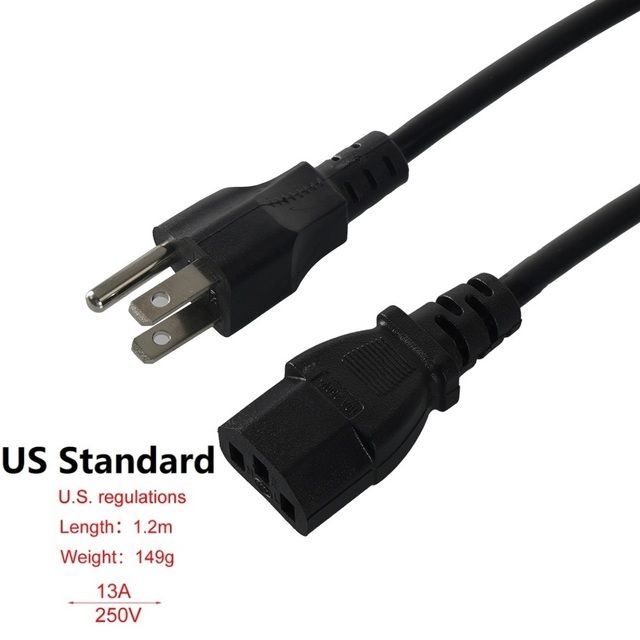 【Essential Good Item】Mega 1pc 3 Prong Us Eu Gb Plug 1.2m Ac Power Cord ...