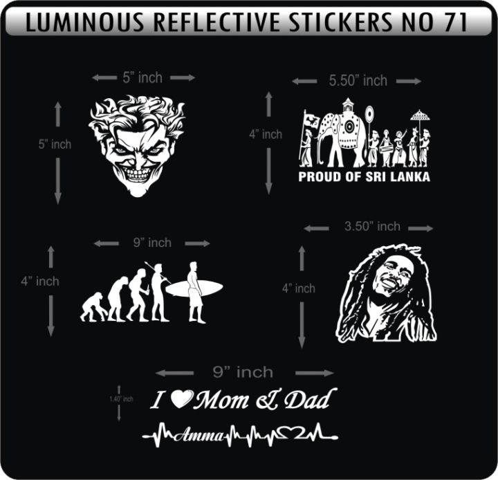 Stickers For Scooter Bike Car Van Luminous Reflective 6 Piece Vinyl ...