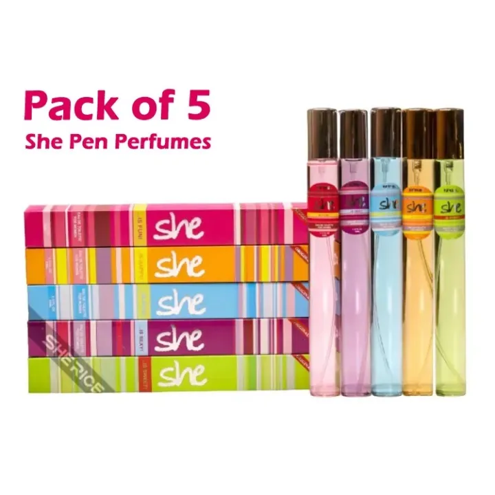 SHE Pen Perfumes Pack of 5 – 35ml Mini Pocket Perfumes for Girls ...