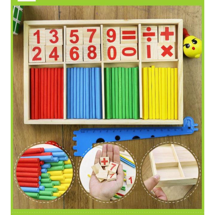 Wooden Mathematics Counting and Numbering (0-9) Sticks - 48 Multi ...