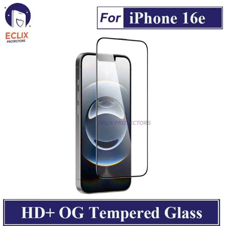 ECLIX iPhone 16E Tempered Glass OG HD Plus Screen Protector Black ...