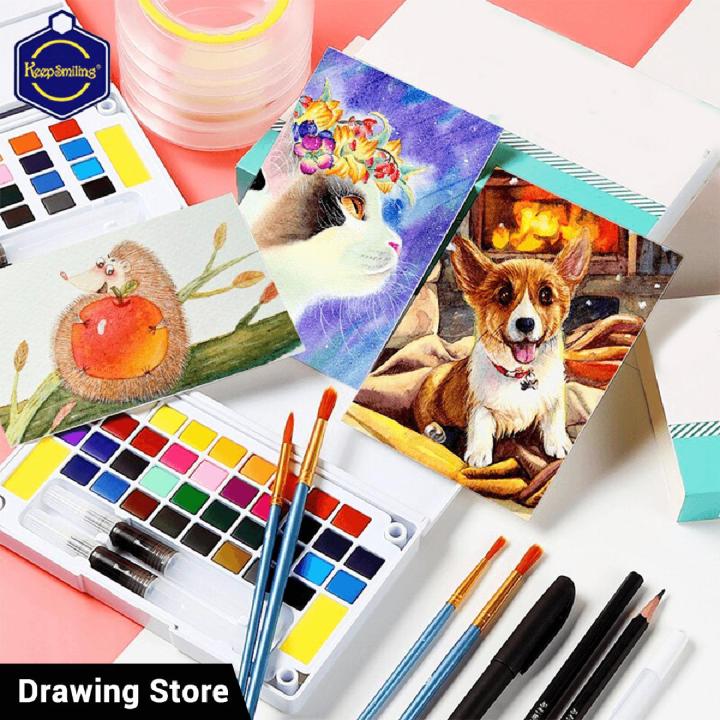 Keep Smiling Transparent Solid Watercolor Paint Set In 12, 24, 36 & 48 ...