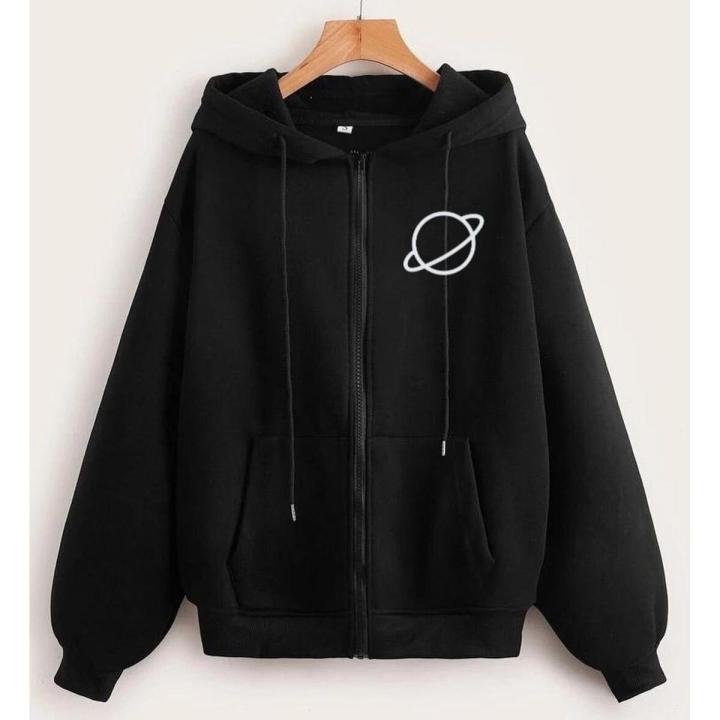 Black Planet Printed Hoodie Zipper For Girls and Women | Daraz.pk