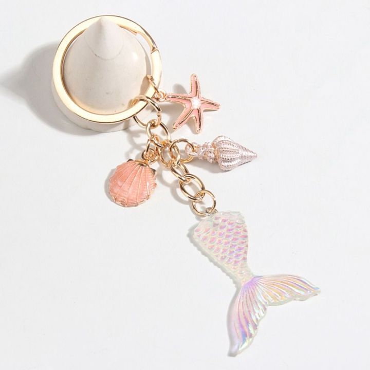Conch Starfish Shell Conch Heart Keyring Cute Mermaid Tail Glass Ball Beach Style Beach Style ...