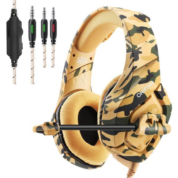 ONIKUMA K1B COMMANDO Beige Gaming Headset, Wired Headphones K18 Pro ...