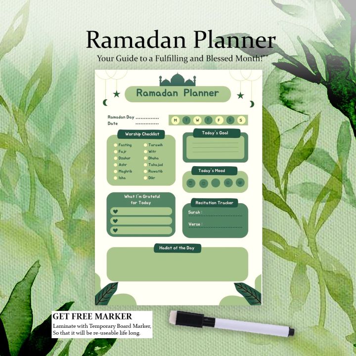 Ramadan Task Planner Islamic Organizer A4 Size Laminated With Board ...