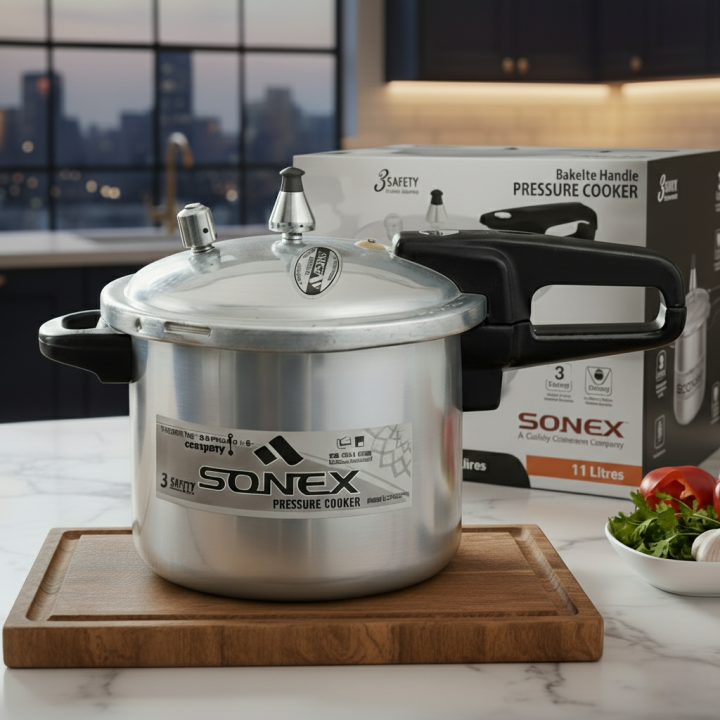 Sonex Pressure Cooker Heavy Duty Silver Steel | 3Ltr 5Ltr 7Ltr 9Ltr ...