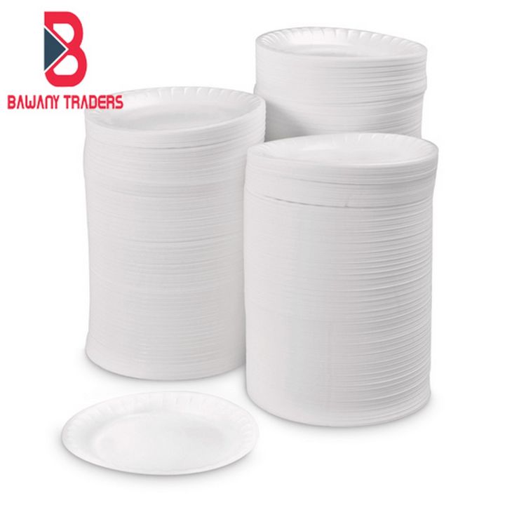 Pack of 50 - Disposable Plates Styrofoam white - Large Size | Daraz.pk