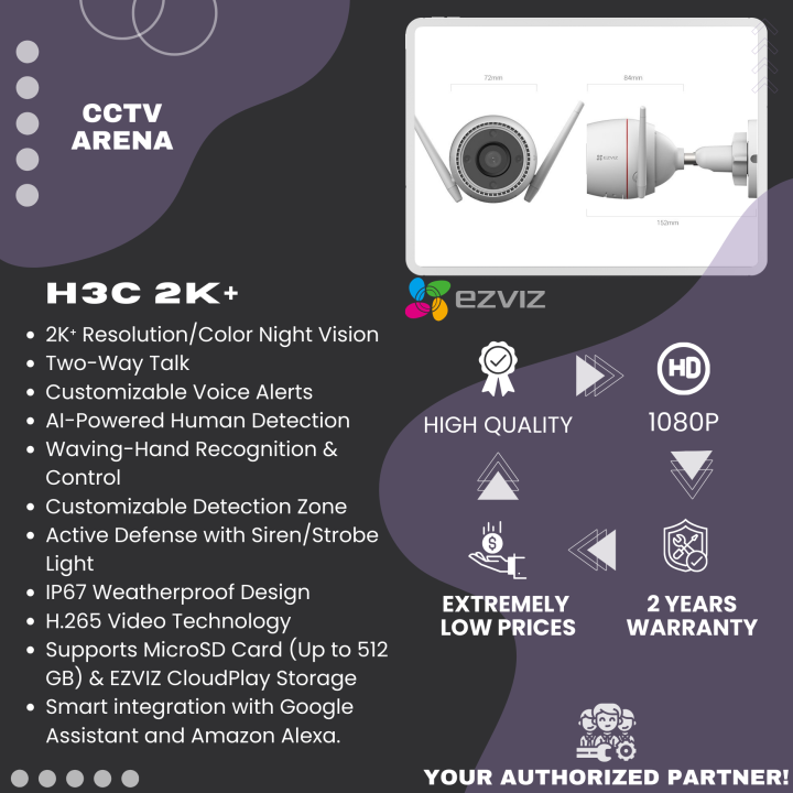 EZVIZ H3C Creating Easy Smart Homes Camera-Ezviz H3C 4MP 2K home Wi-Fi ...