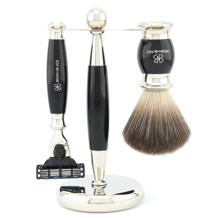 BrushnBlade Brush n Blade 3 Edge Razor Shaving Set for Men – Premium ...
