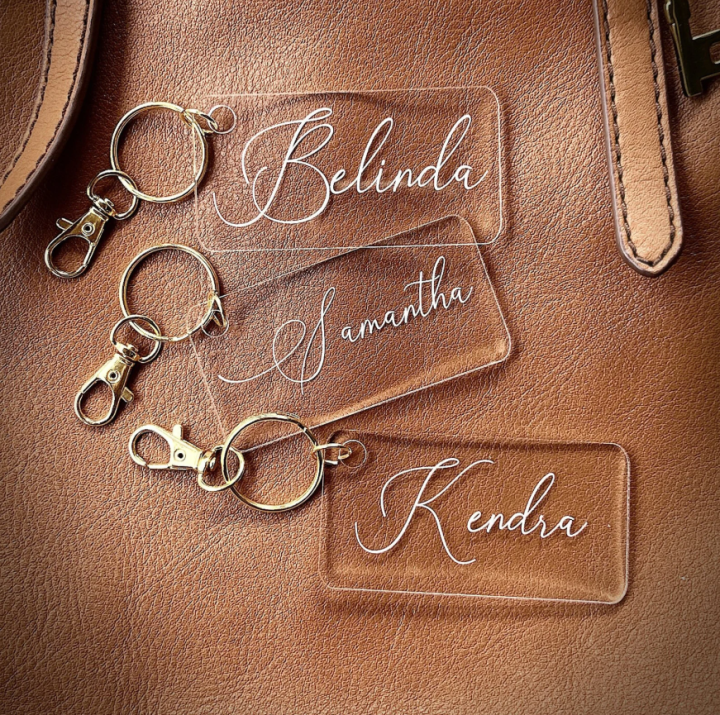 Keychain for girls bag- acrylic keychain- custom name- 1x2.5 " inch ...