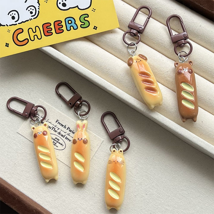 Cartoon Bear Baguette Key Chain Bunny Bread Phone Pendant Headphone ...