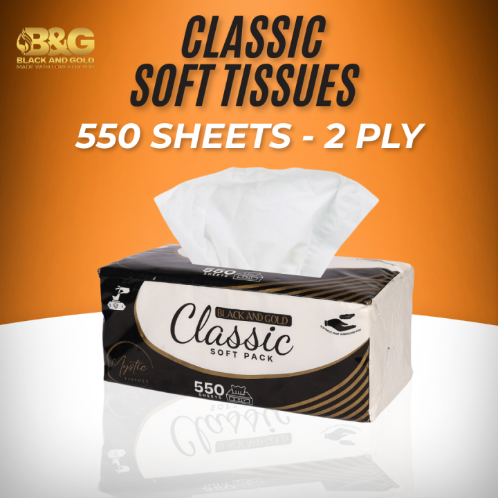 Black & Gold Classic Soft Pack Tissue 550 Sheets 2Ply - Tissue - B&G Classic Soft Pack Tissue ...