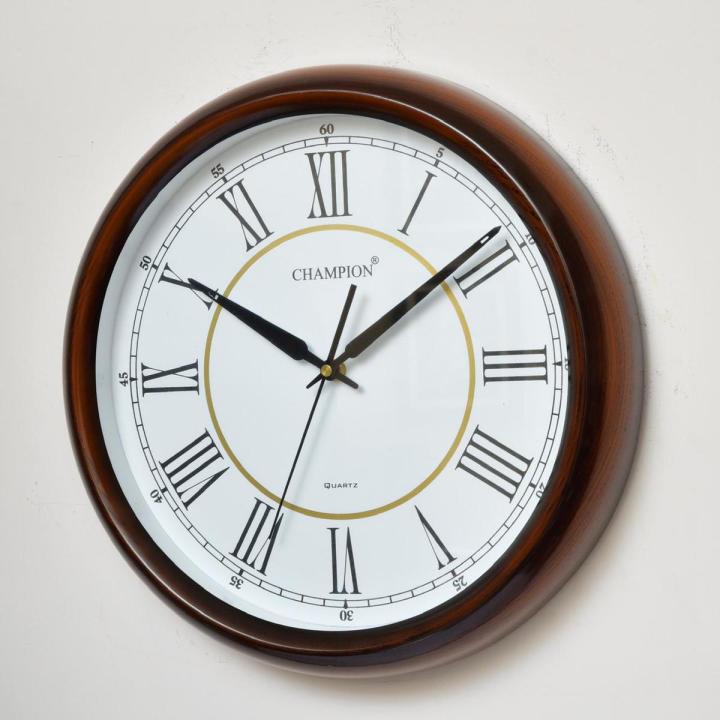 Champion 14 Inch Brown Wall Clock – Easy to Read, Silent, Non-Ticking ...