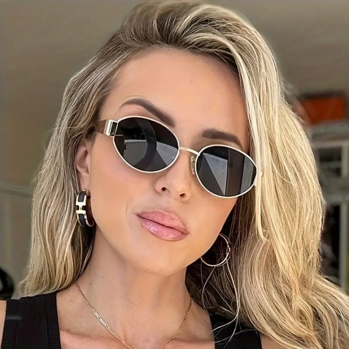 1pc of Women'S Stylish Vintage Oval Small Frame Decorative Glasses ...