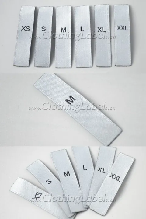 Premium Clothing Size Labels (XS–XXL) 100 pcs | Woven Fabric Tags for T ...