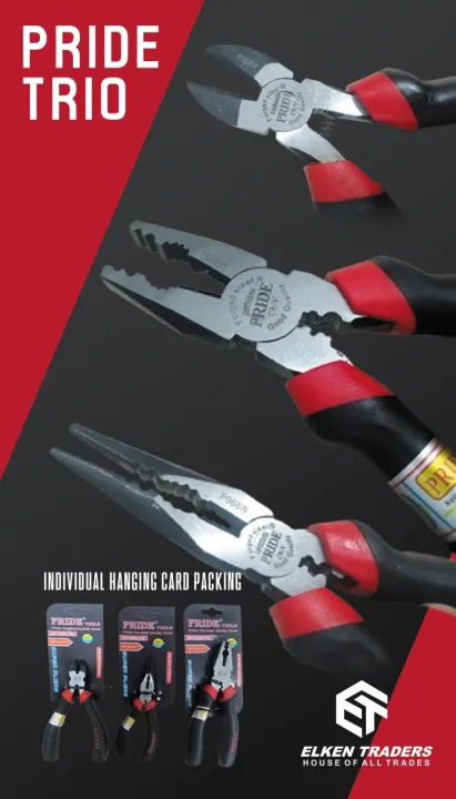 PRIDE 3-Piece Plier Set – 8" Plier, 6" Nose Plier & 6" Cutter | Daraz.pk