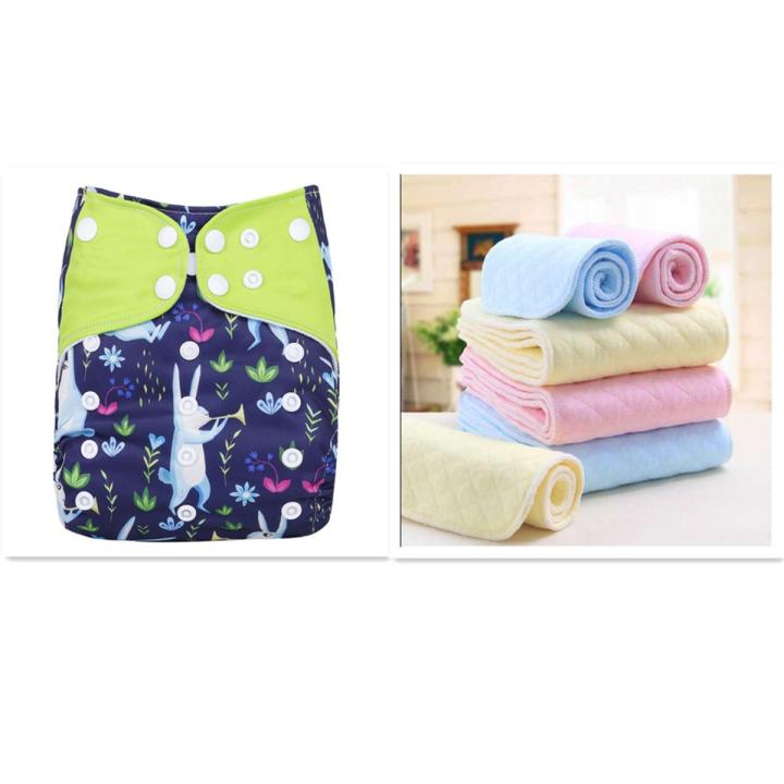 【ETOP】 10 PCS Three-layer Cotton Cloth Diaper Inserts Reusable Diaper ...
