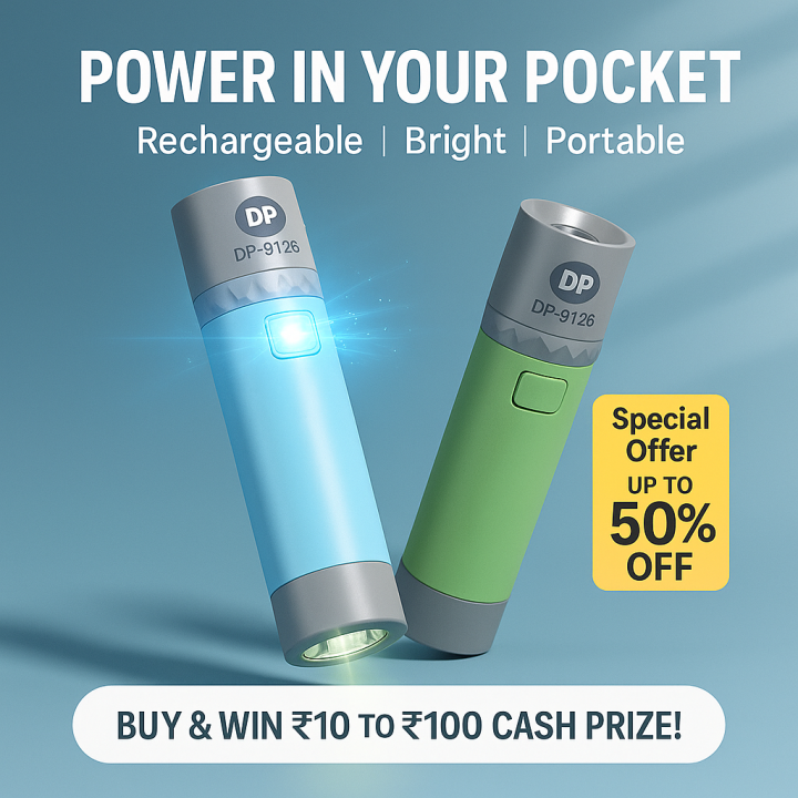 Pocket Torch Light / Flashlight | 3W Zoomable | 1000mAh Type-C Charging ...