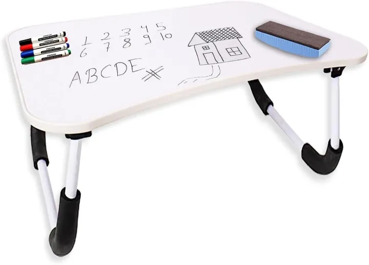 Foldable Whiteboard Study Table with 2 Markers and Duster – Lightweight ...