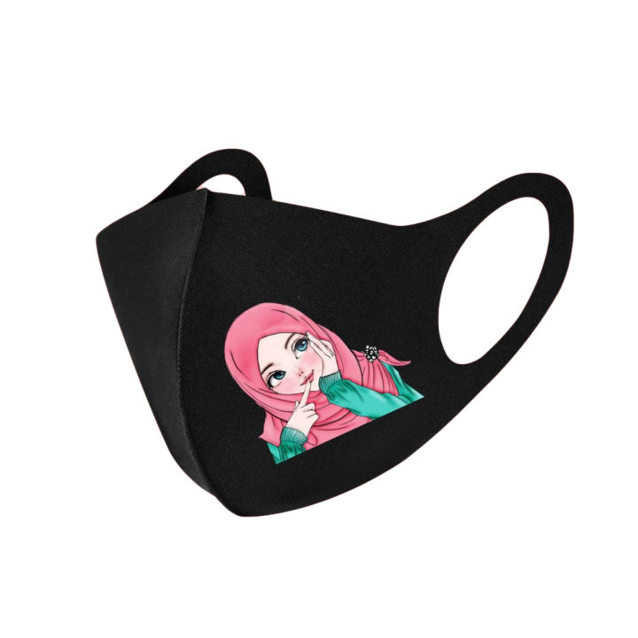 Hijab Girl Logo Customized 3D Fasion Masks_Black Masks_Fancy Girls ...