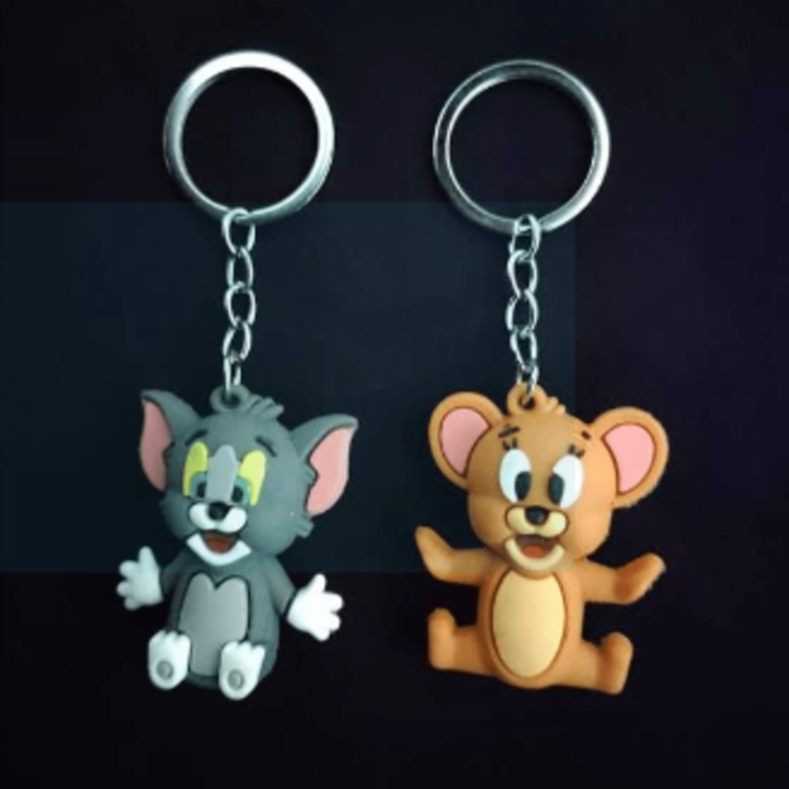 (Pack of 2 Piece Tom & Jerry) Cartoon Character 3D Rubbers Keychain ...