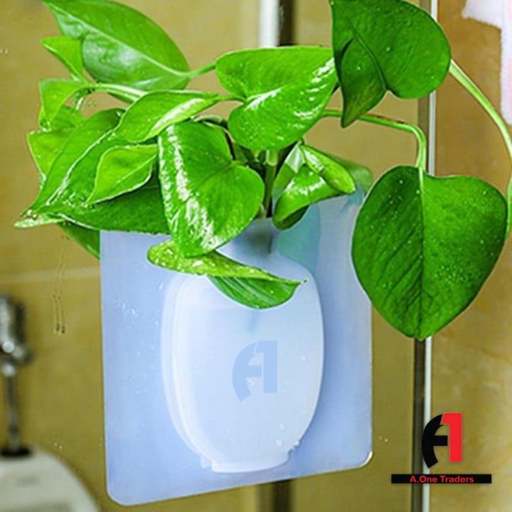 Magic Rubber Silicone Sticky Flower wall hanging Vase Container Floret ...