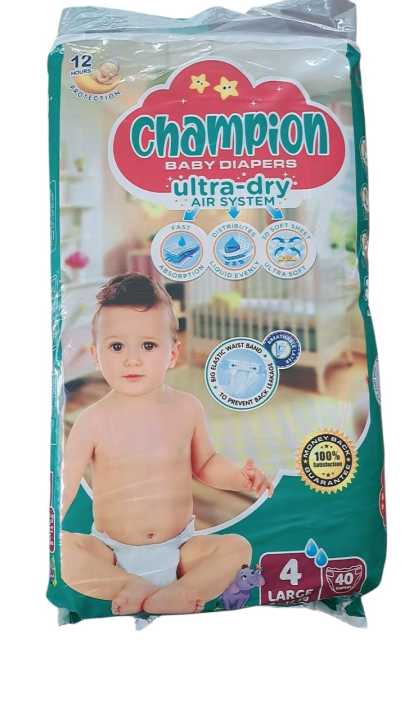 Champion Baby Diapers Large Size Economy ( 40 Pcs ) with Ultra-Dry Air Systems | Daraz.pk