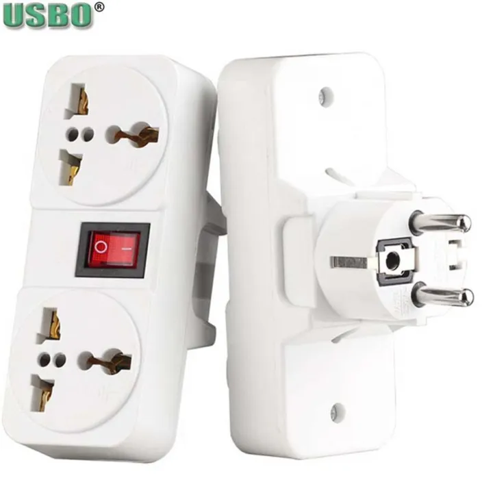 White Portable Universal Wall socket EU US UK extension socket 250V 6A ...