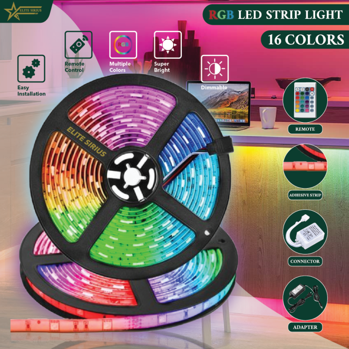 RGB LED Strip Light, 16 Colors LED Strips with Remote, Adhesive ...