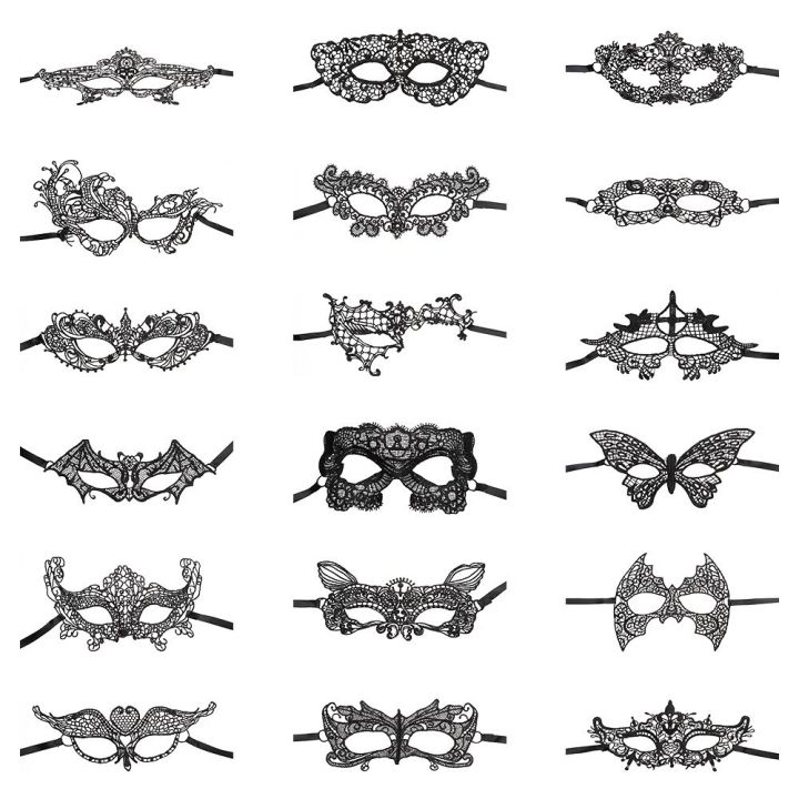 Ball Prom Halloween Black Cosplay Party Eye Face Masks Lace Mask Hollow ...