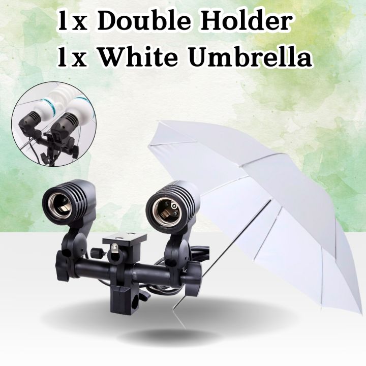 e27 Continues Lighting Double Bulb Holder Umbrella Bracket For Studio ...
