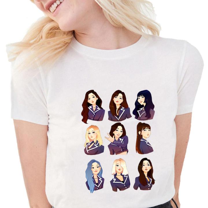 Korean Twice T Shirt Women Print Tshirt Harajuku Women Black Ulzzang ...