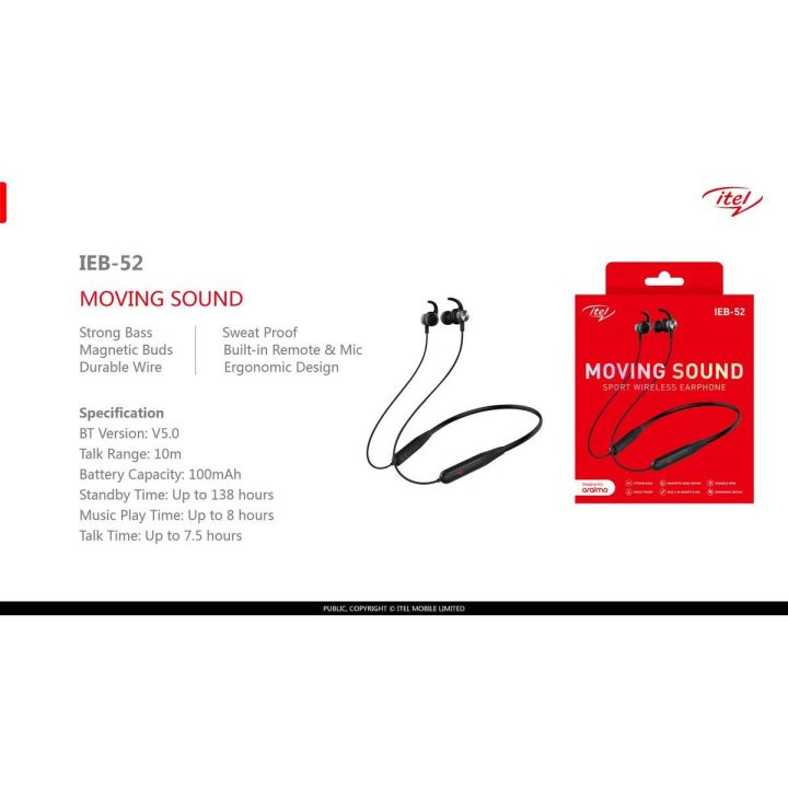 itel Moving Sound - Wireless Stylish Bluetooth Neckband - (IEB-52 ...
