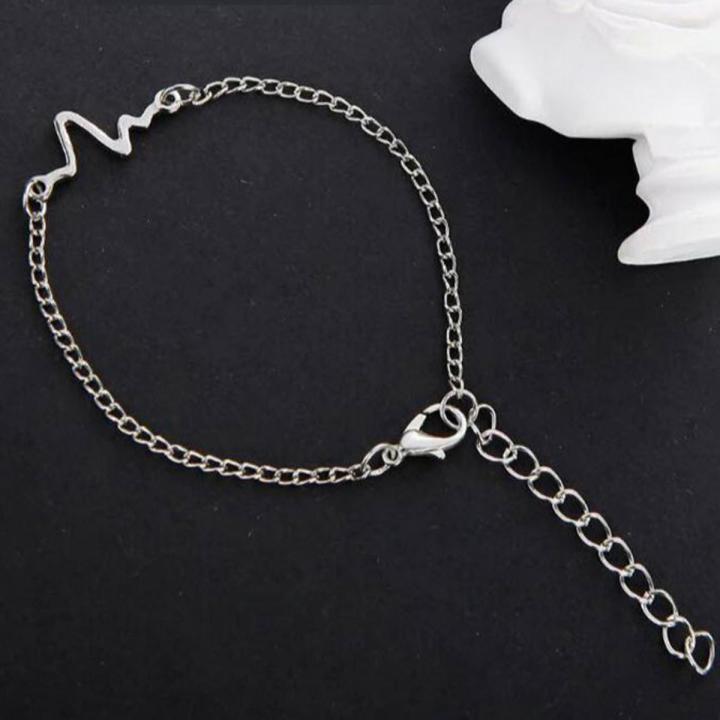 ECG Design Bracelet for girls Gold Color Fashion Personality Simple Ray ...