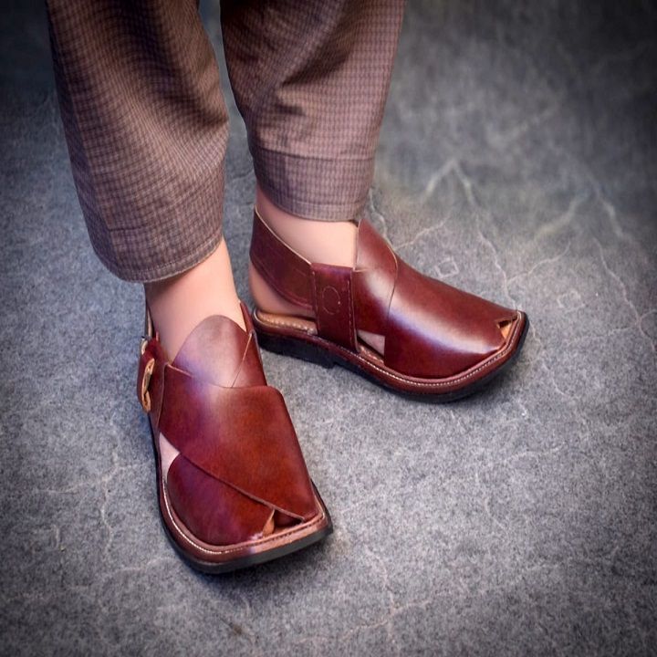 Peshawari Chappal Pure Leather Hande made Rubber sole PC.019 | Daraz.pk