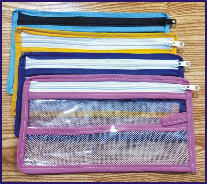 12 PCS Pencil Pouch Transparent Design Smooth Zip Finger Hook ...