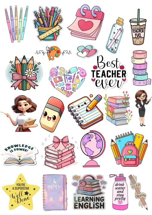 Teacher Appreciation Stickers Aesthetic School Stationery stickers ...