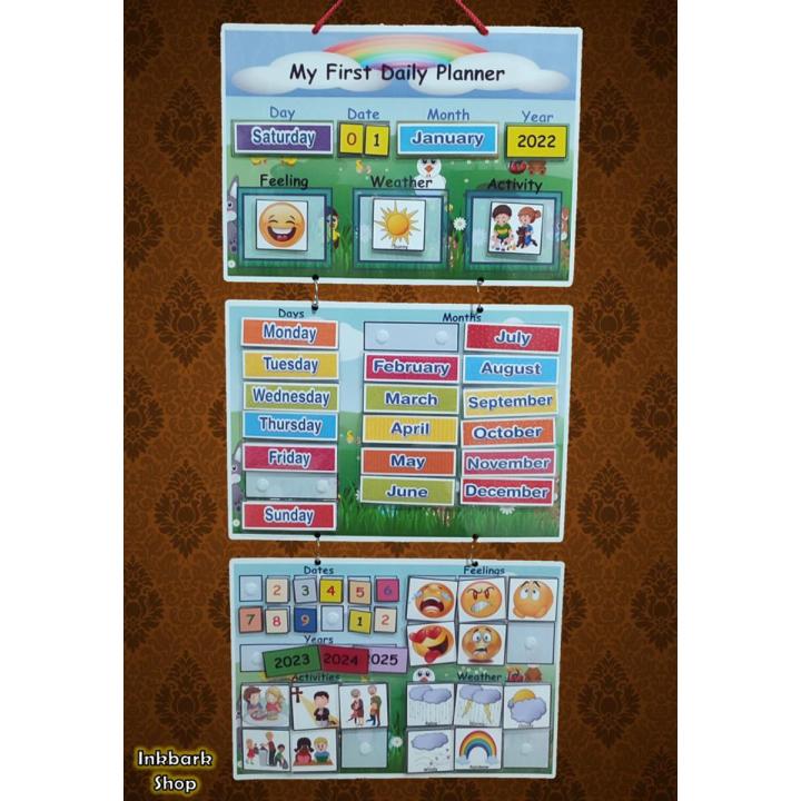 【Rong Cai】 Laminated CALENDAR (3Pcs-A4 Size) Complete Set "FIRST DAILY ...