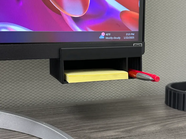 Under Monitor Pen & Sticky Note Holder – Desk Organizer Tray for Pens ...