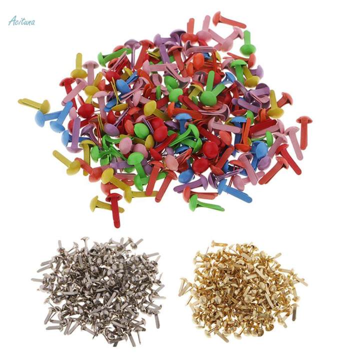 100Pc Metal Round Head Brads Paper Craft Scrapbook Fastener 4.5x8mm ...
