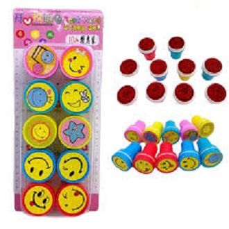 10pcs Cartoon Smiling Face Self-Inking Stamps | Teacher Reward ...