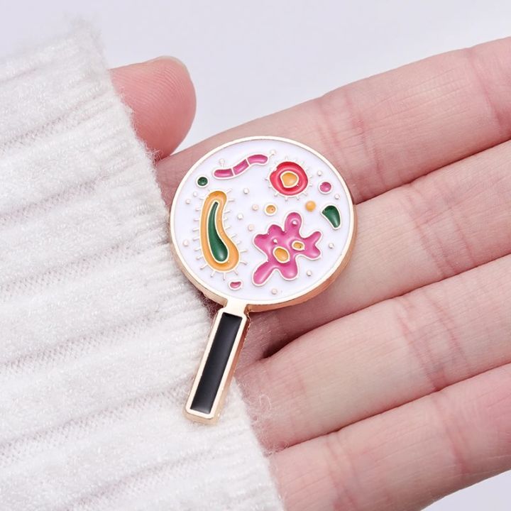 Magnifying Glass Microbe Brooch Pin – Multicolor Lapel Pin for Medical ...