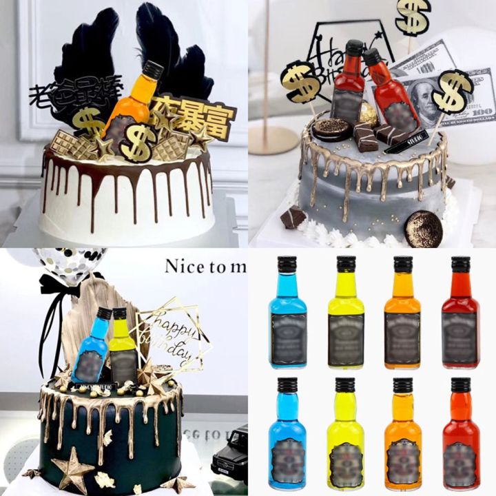 Wine Liquor Whiskey Cake Decoration Mini Bottles Alcohol Bottle Cake ...
