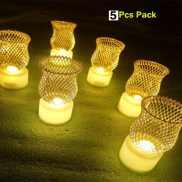 LED Fancy Candles Pack Of 5 in Golden Color For Home Decoration , Room ...