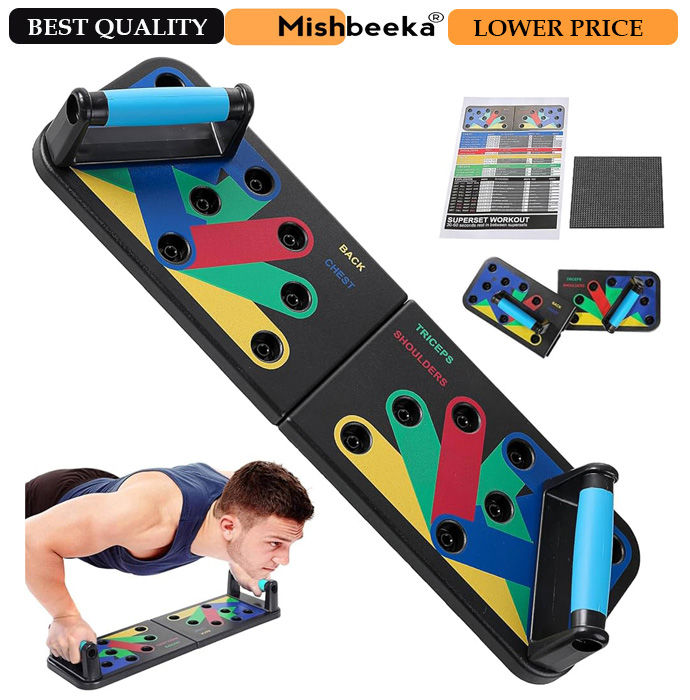 Mishbeeka Foldable Power Pushup Board | 9 in 1 System Push up Rack ...