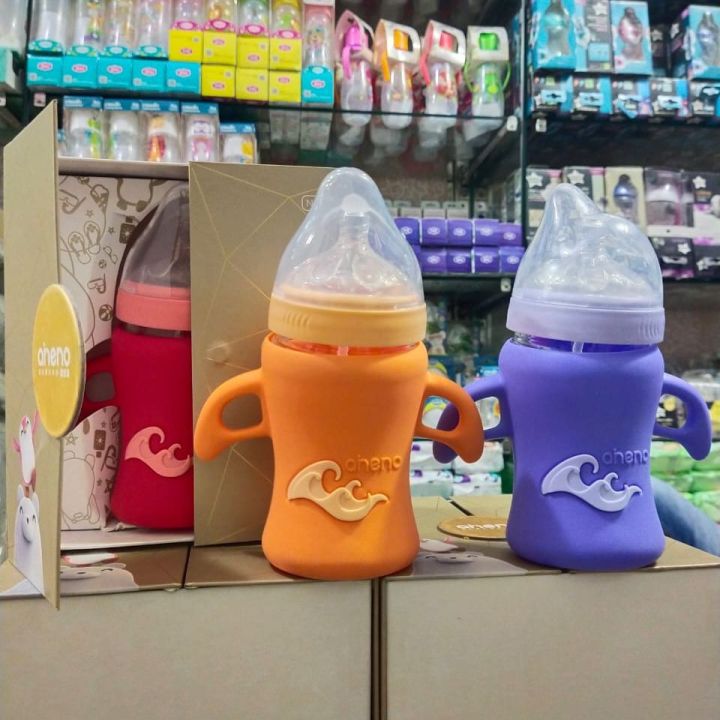 Aneno Baby Glass Feeder with Silicone Cover - 240 Ml / 8 OZ - BPA-Free ...