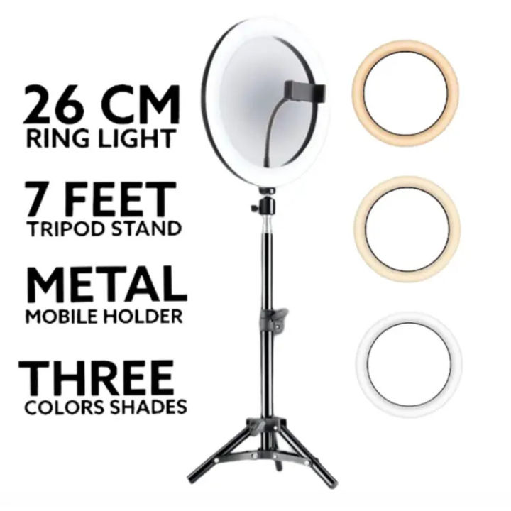 ONLY 26CM Ring Light / 26CM Selfie LED Ring Light 7 Feet Tripod Stand & Mobile Phone Holder 26 ...