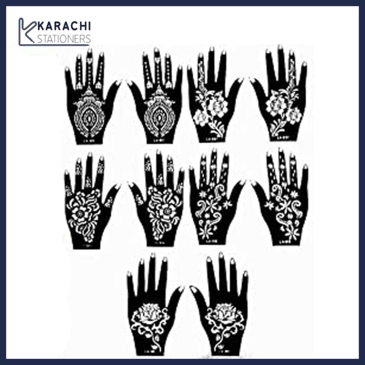 1 Pair Different Design Mehndi Sticker Hand For Women, Girls And Kids ...