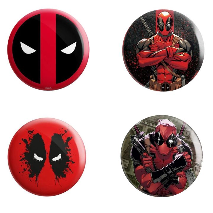 Deadpool Badges for Wade Wilson Fans Round Shape (Pack of 4) | Daraz.pk